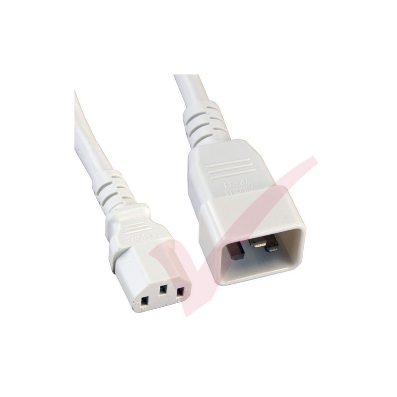 C20 to C13 Power Extension Cables White