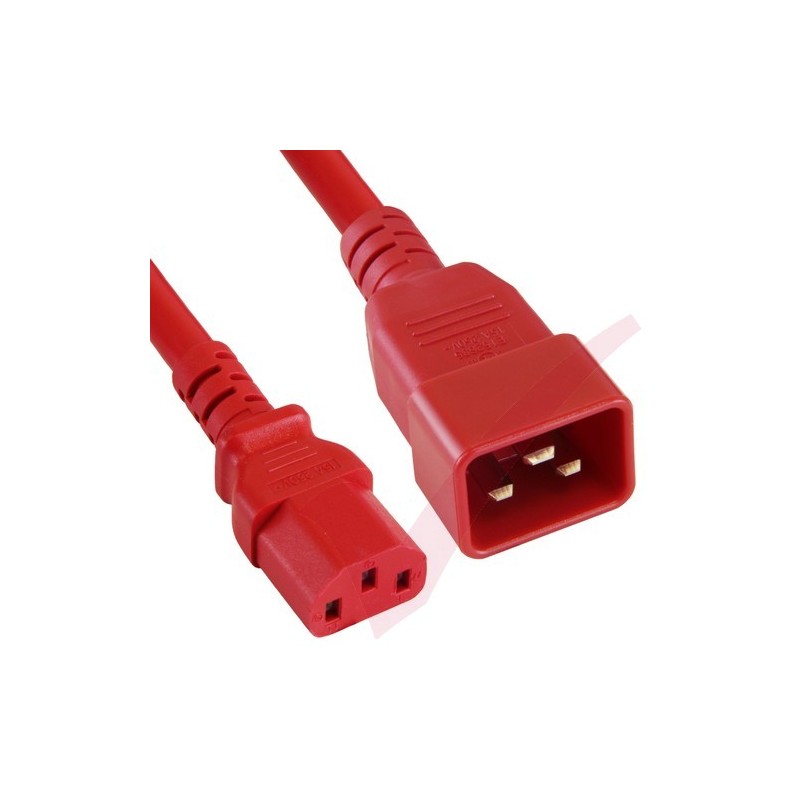 C20 to C13 15A Power Extension Cables Red